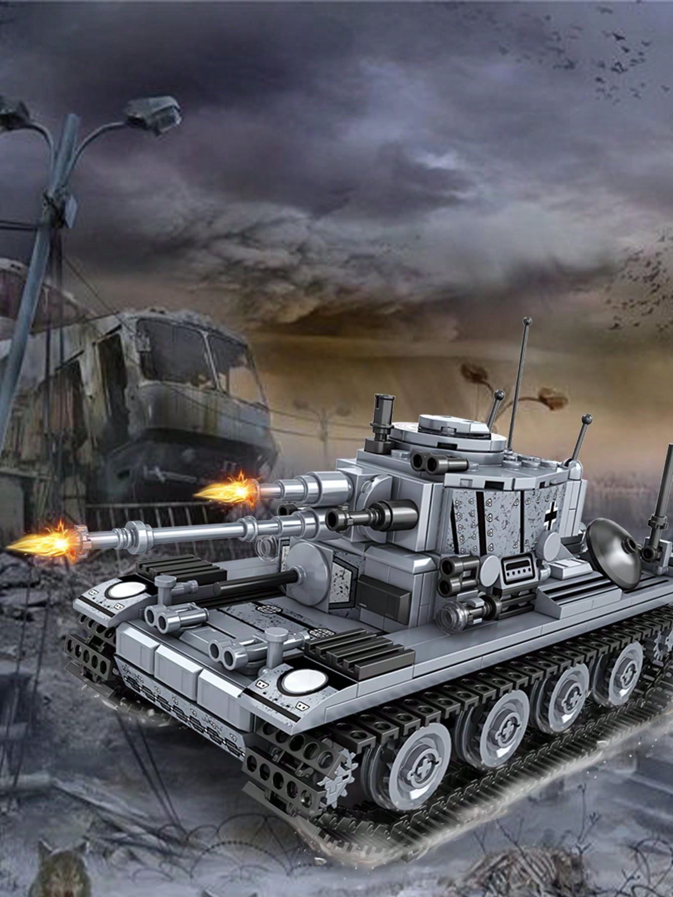 WW2 Tanks Building Blocks Movable Structure T34 T38 DF-21 Missile ...