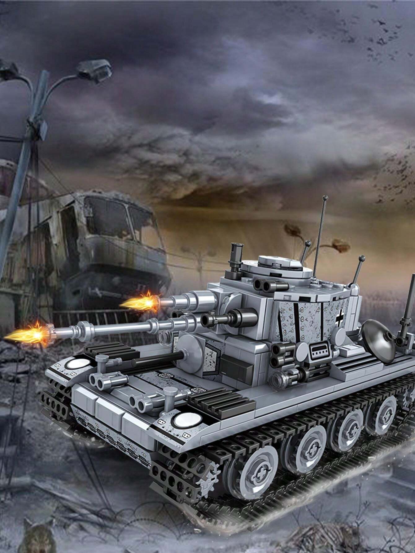 WW2 Tanks Building Blocks Movable Structure T34 T38 DF-21 Missile ...