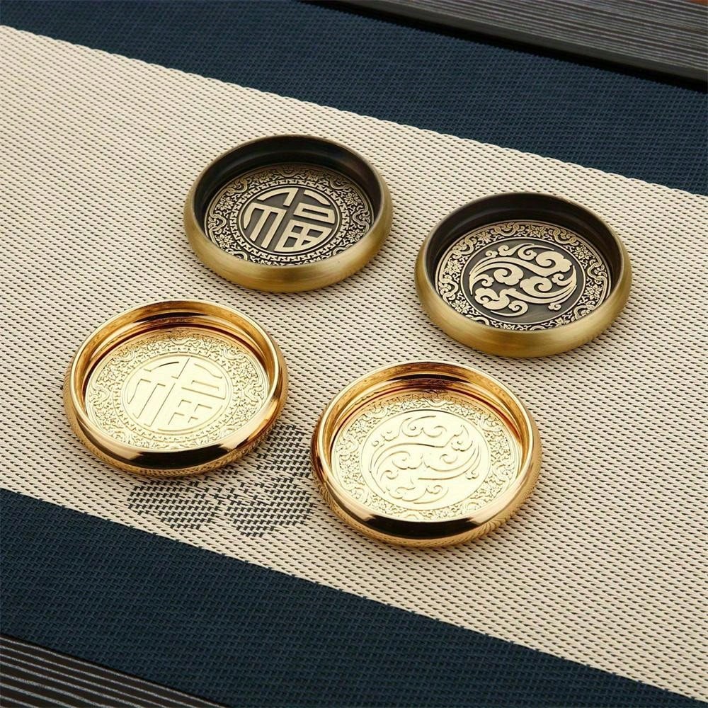 Chinese Style Thickened Metal Cup Coaster, With Chinese Blessing Word ...