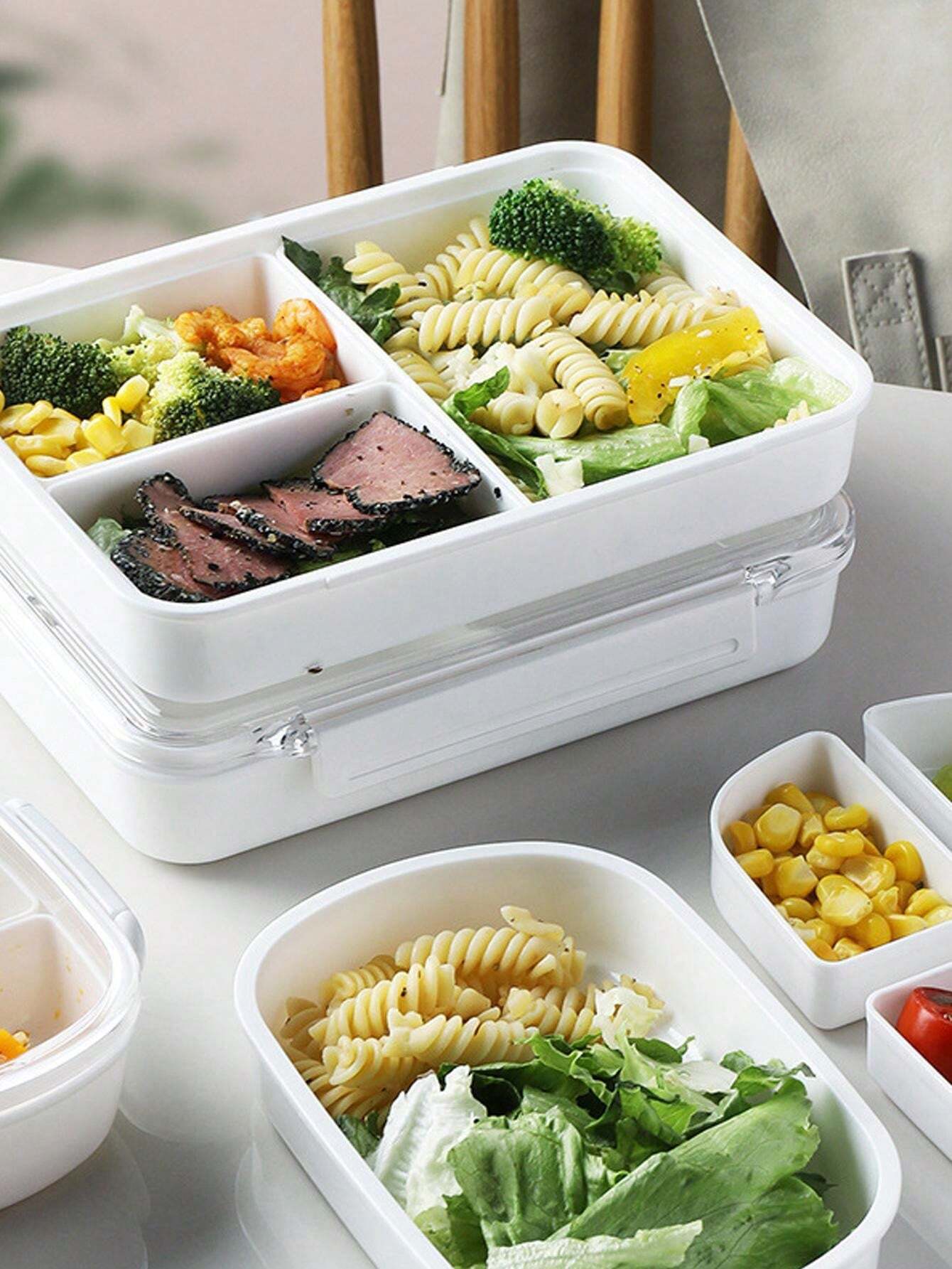Home Lunch Box With Compartments & Fruit Box, Portable Food Container ...