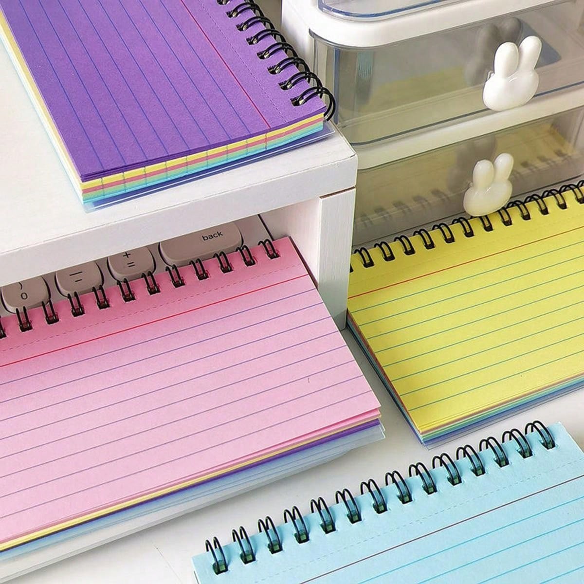 5-Color Coiled Notebook With Tearable Index Cards, Lined Pages For ...