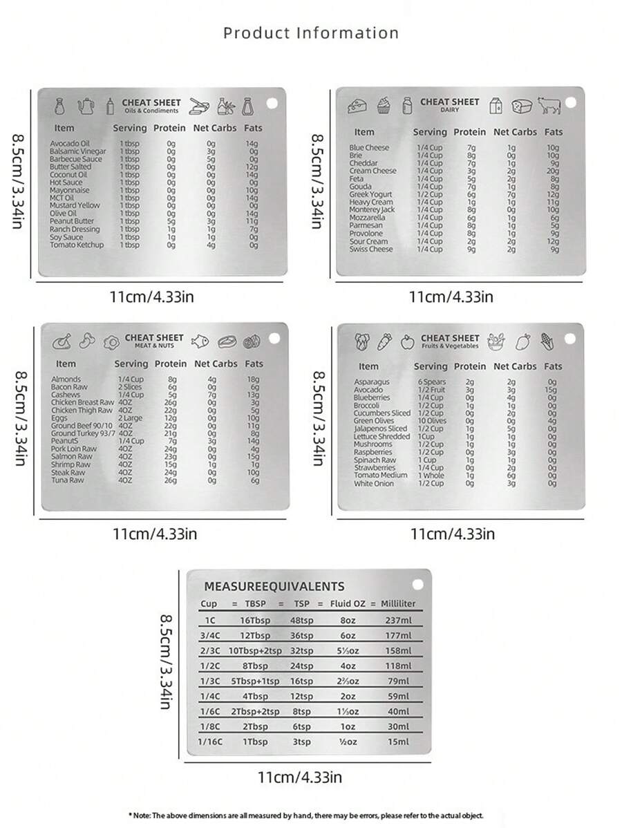 Stainless Steel Refrigerator Magnet With Conversion Table For Baking ...