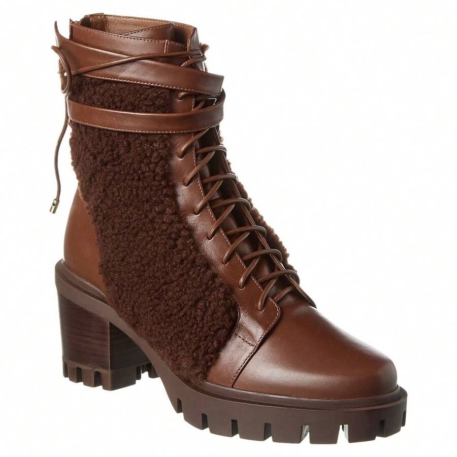 Alexandre Birman Alexandre Birman Clarita 65 Leather & Shearling Combat ...