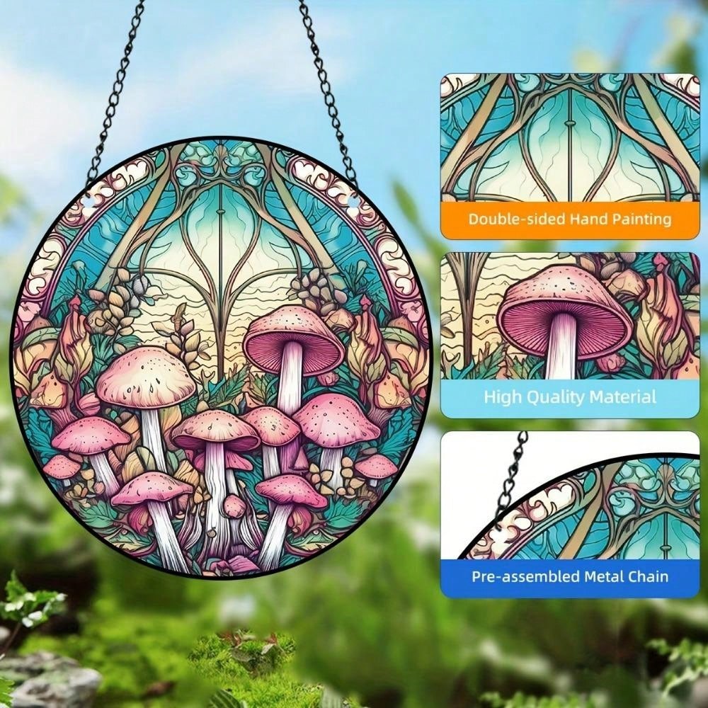 1pc Plant Lovers Gifts, Mushroom Stained Suncatcher Mushroom Window ...