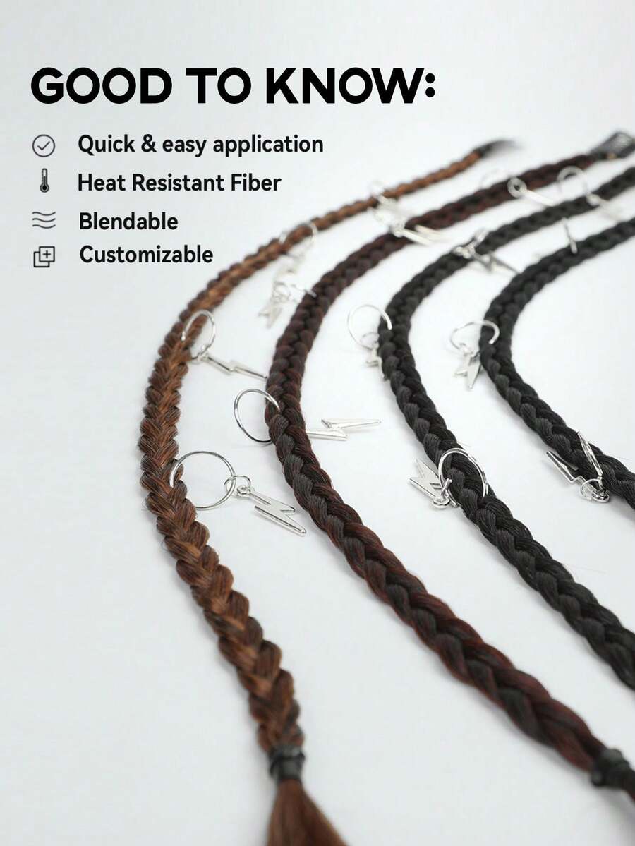 20 Inches Synthetic Braids With Lightning Pendant Hair Extensions Y2k ...