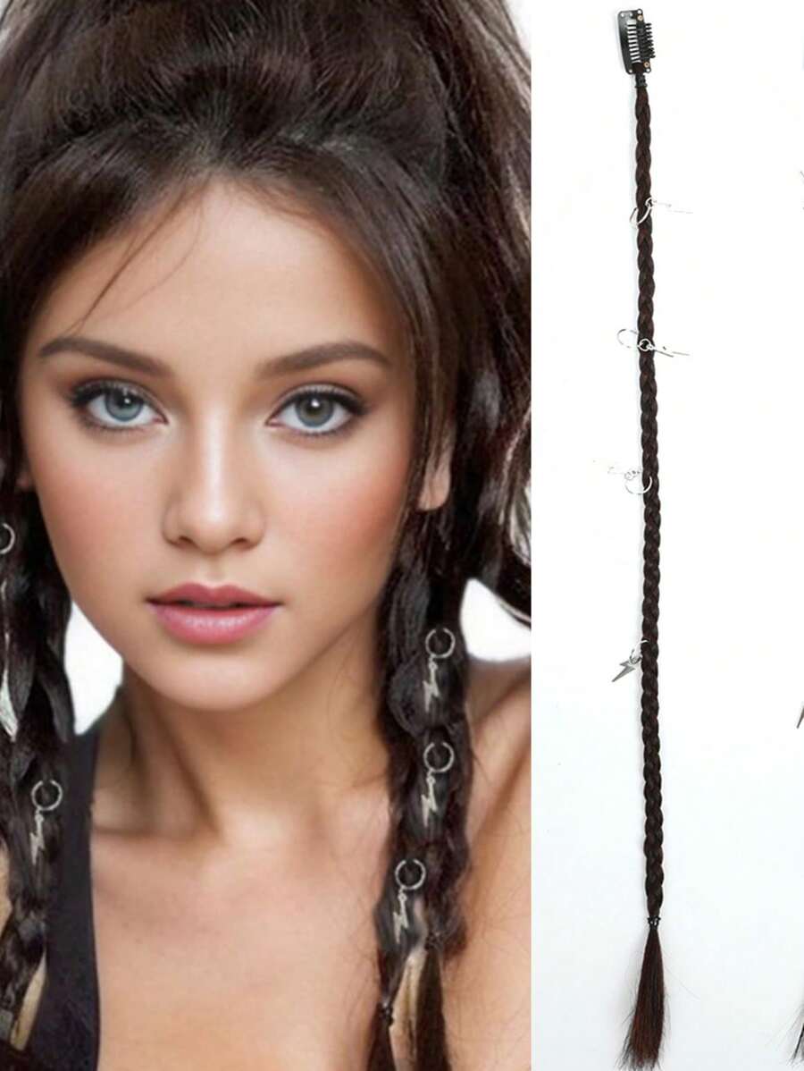 20 Inches Synthetic Braids With Lightning Pendant Hair Extensions Y2k ...