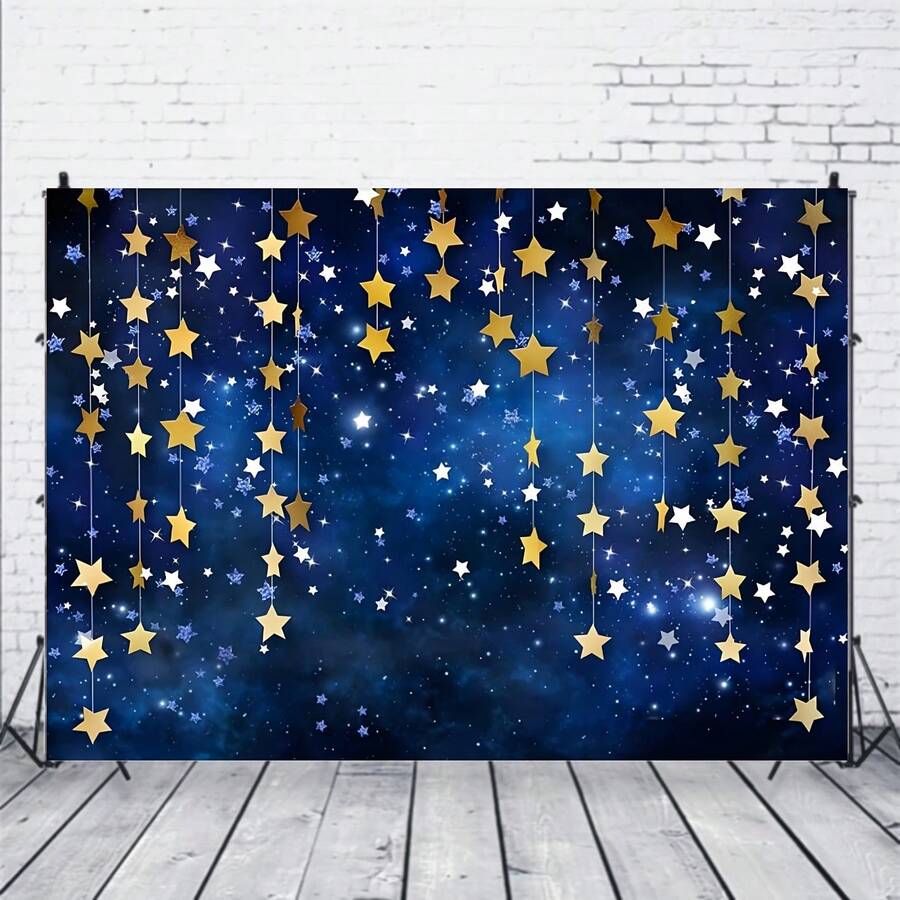 1pc Photography Backdrop Gold Stars Night Sky Scene Birthday Theme ...