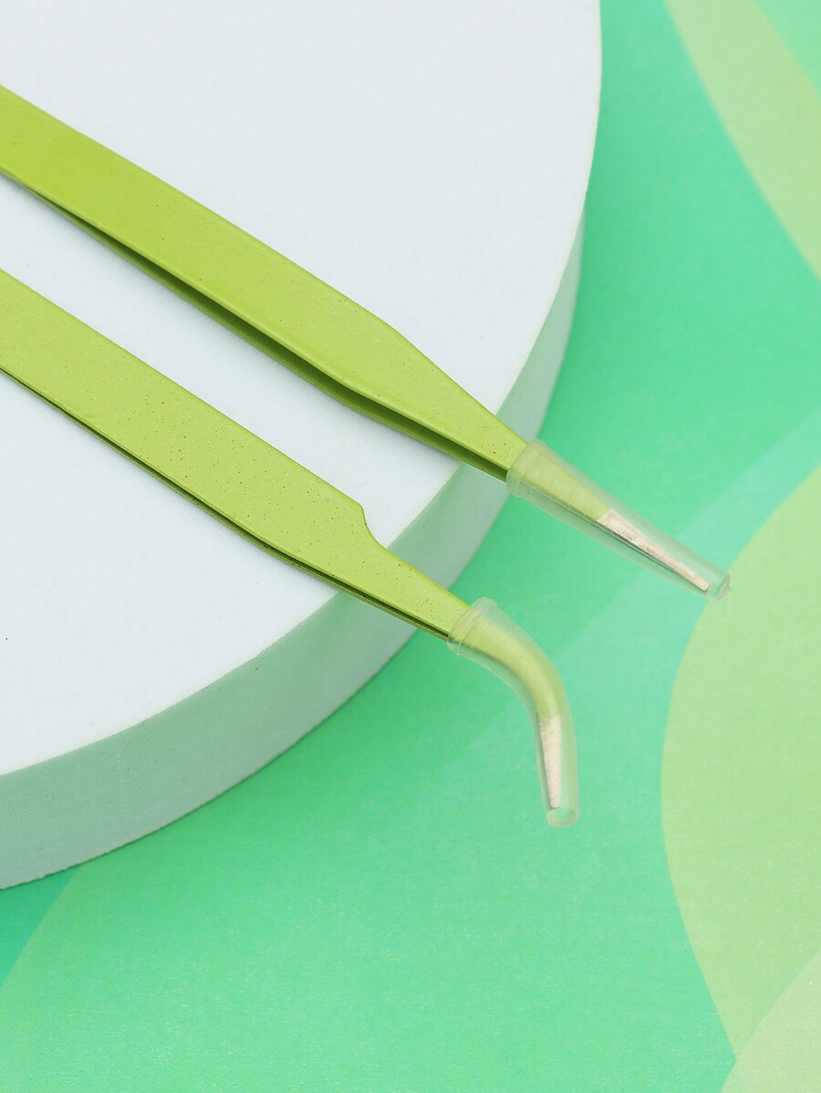 Blue Straight Head Elbow Two Tweezers Set Simple Tweezer Head Fine Easy ...