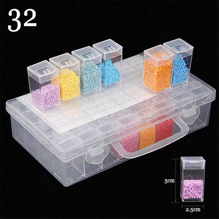 1pc 32-Compartment Square Bead Storage Container With Beads & Jewelry ...