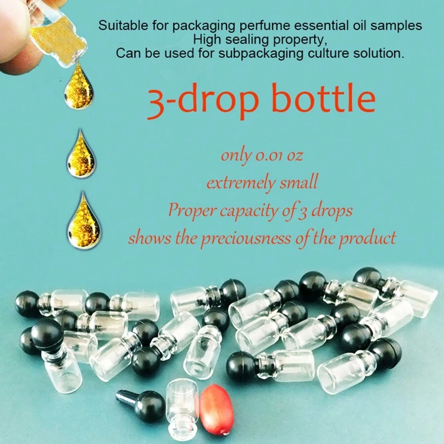 100pcs/Set Mini Transparent Glass Bottle With Round Head Dropper ...