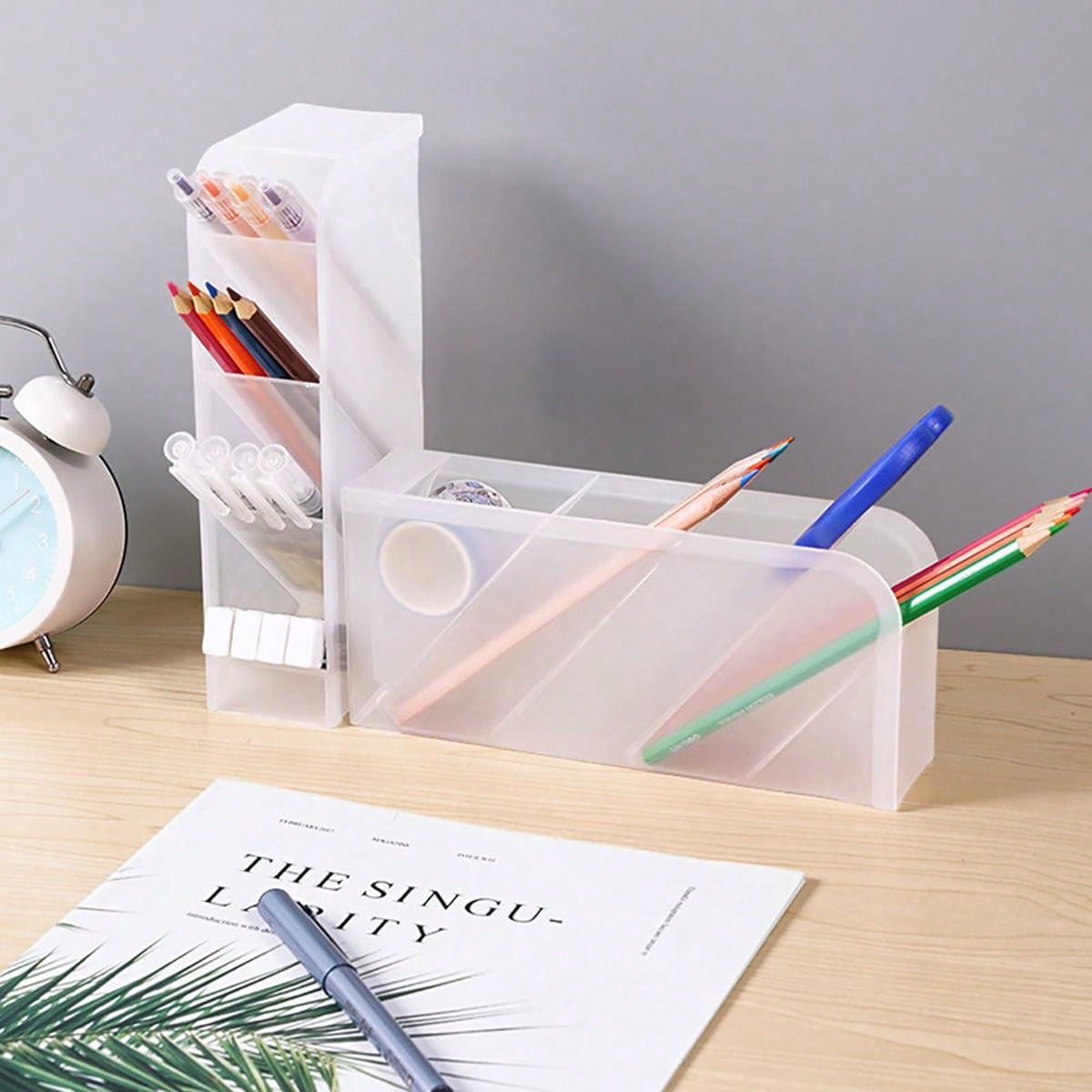 Student Simple Desktop Slanted Pen Holder, Office Multi-Functional ...