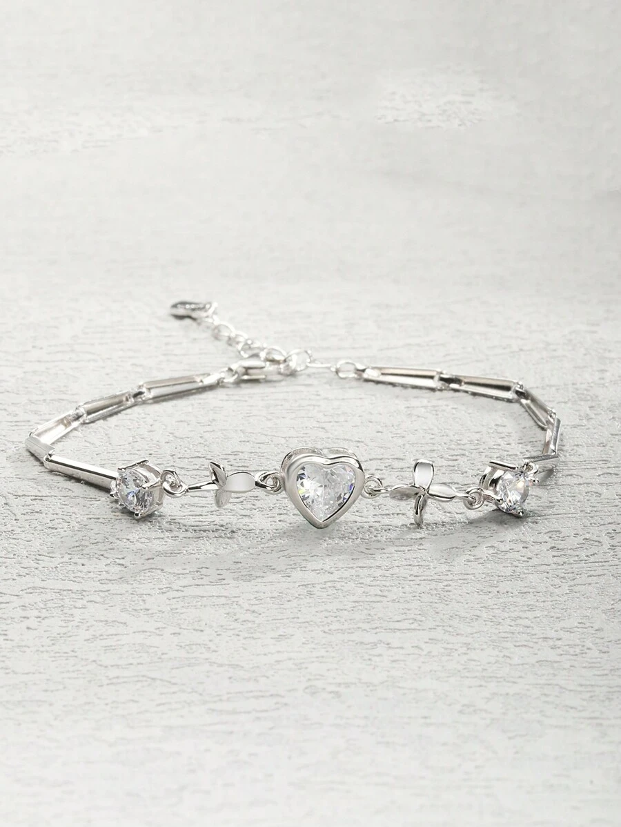 Light Luxury And High-End 925 Silver Four-Leaf Clover Heart-Shaped ...