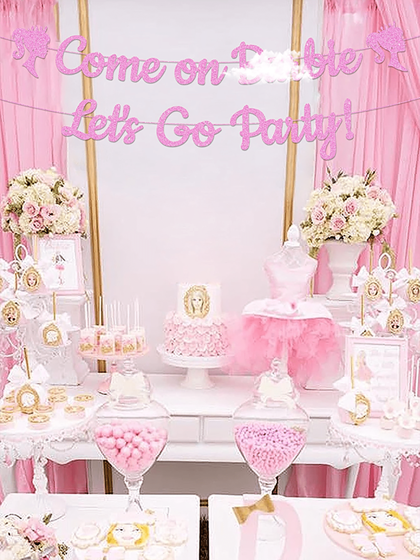 1 Set Come On Ba*Bie, Let's Go Party Glitter Banner, Ba*Bie ...