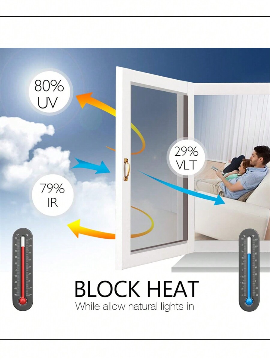 1 Roll Privacy Window Film One Way Mirror Glass Tint Heat Control Sun ...