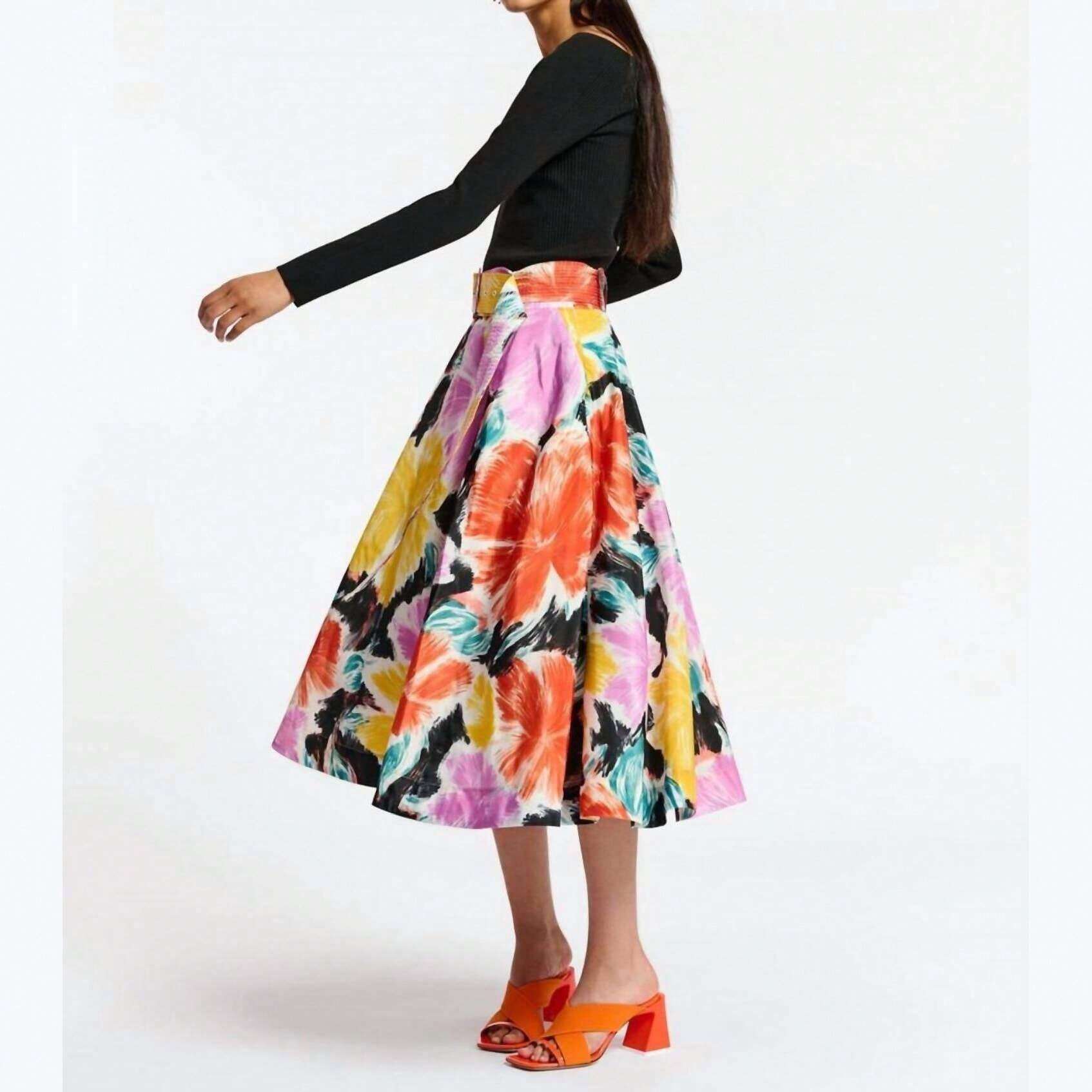 ESSENTIEL ANTWERP Dominoes Floral Skirt In Black Multi | SHEIN USA