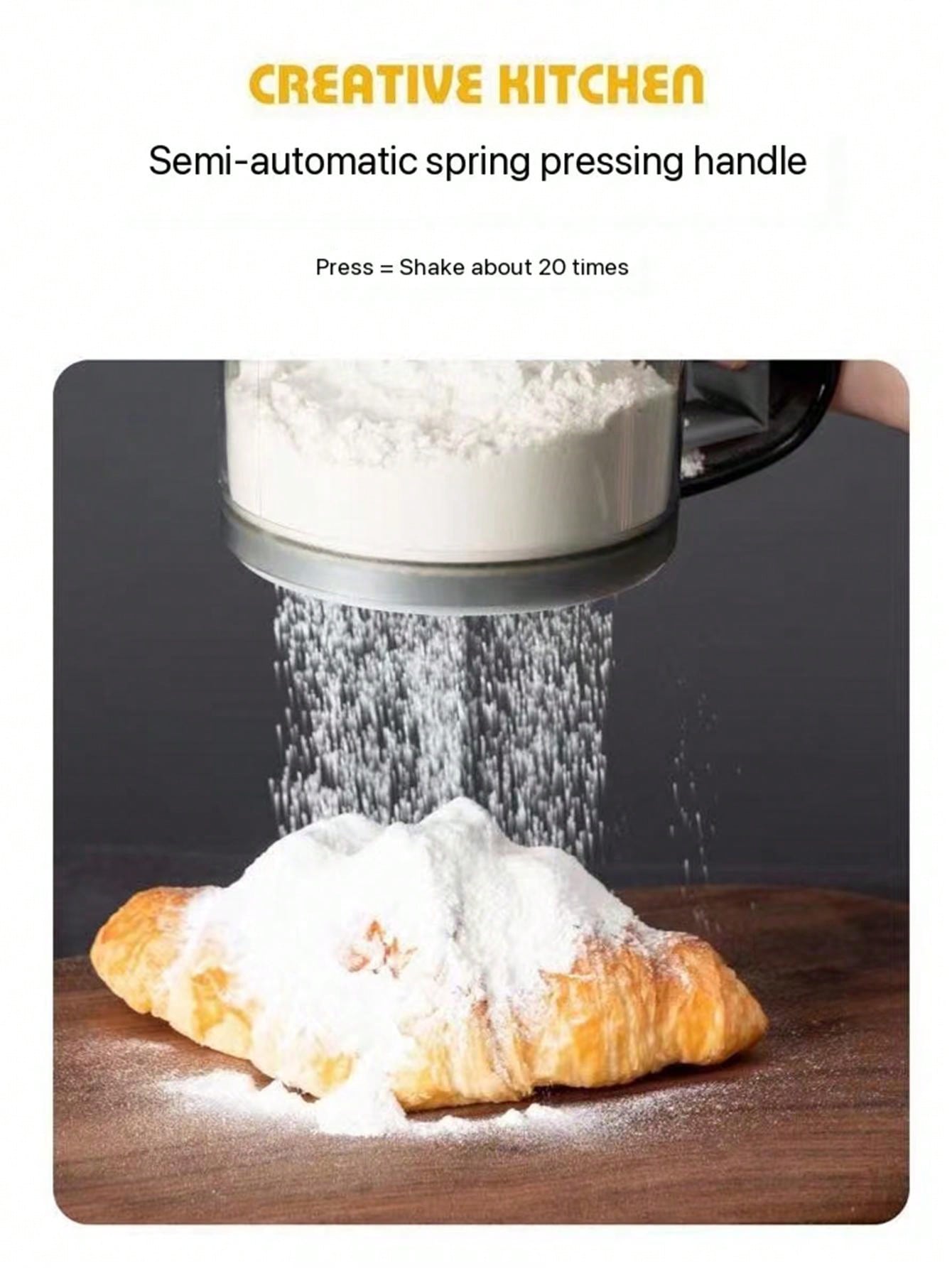 1pc Semi-Automatic Handheld Flour Sifter, Baking Tool For Flour, Sugar ...