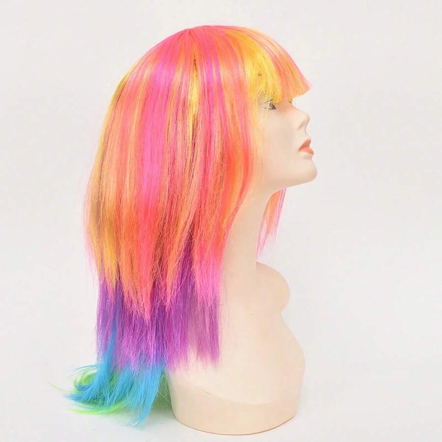 1PC Party COS Makeup Stage Wig Female Prop Colorful Long Straight Air ...