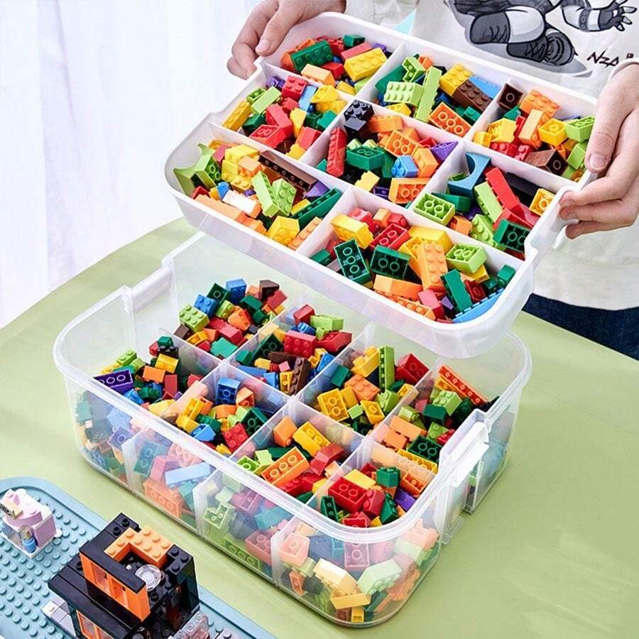 1 Toy Building Blocks Storage Box, Can Be Divided Into Cell ...