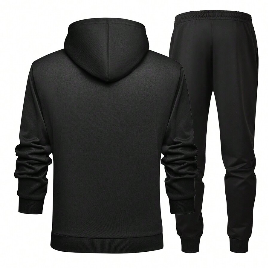 Men's Letter Printed Hooded Sweatshirt With Drawstring Waist & Cuffed ...