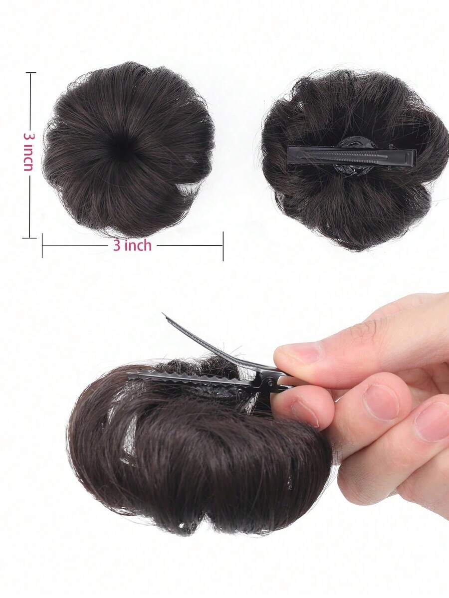 2pcs Synthetic Messy Hair Bun Mini Claw Clip Hair Bun Chignon Hair Extensions Scrunchy Fake ...