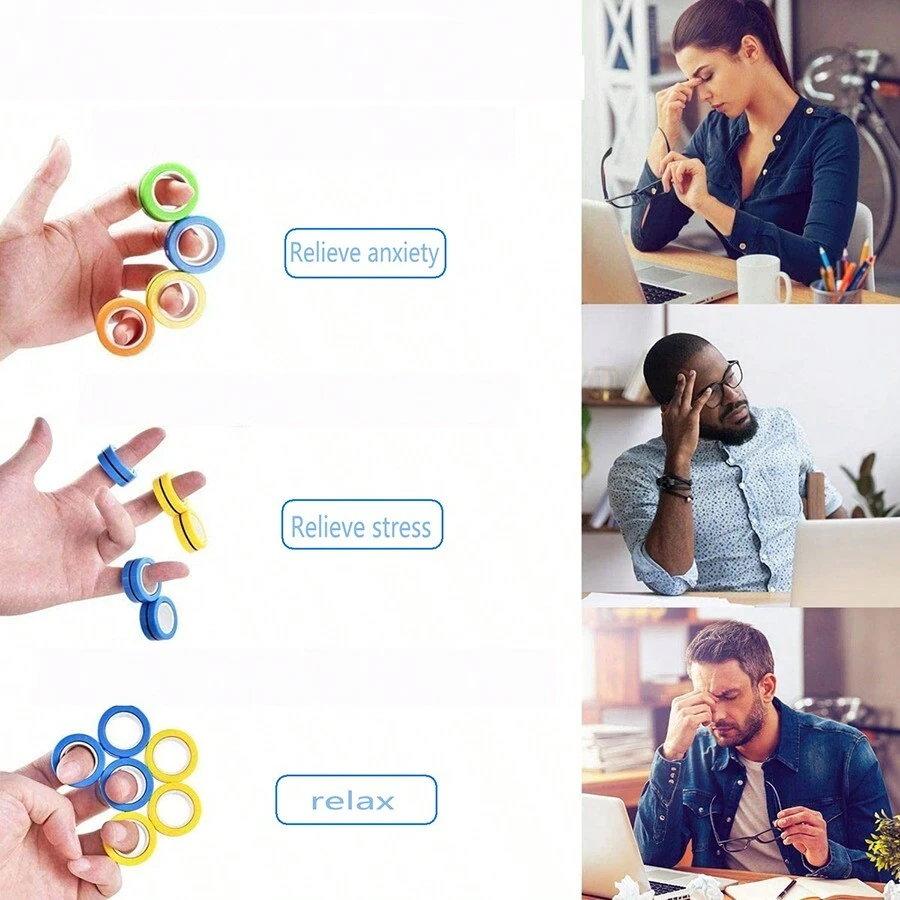 1pc Magnetic Rotating Ring Stress Relief Magnetic Ring Random Color ...