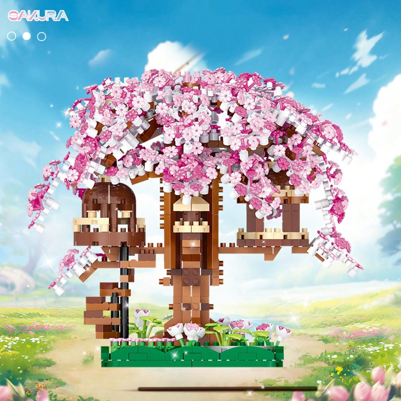 Pink Cherry Blossom Treehouse And Peach Blossom Pond Mini Micro ...