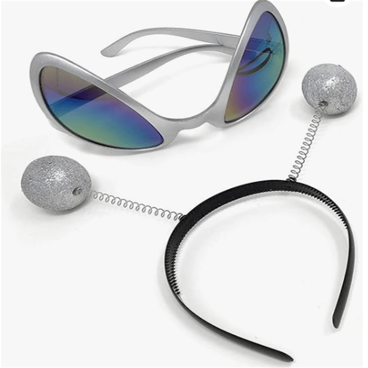 2pcs/Set Alien Silver Color Headband And Mars Alien Antenna Eyeglasses ...