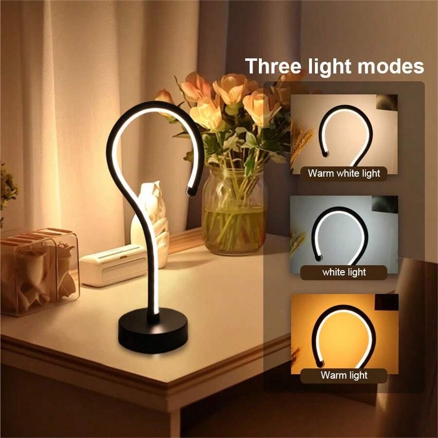 1pc Creative Question Mark Decoration Table Lamp, 3-Level Dimmable Usb ...