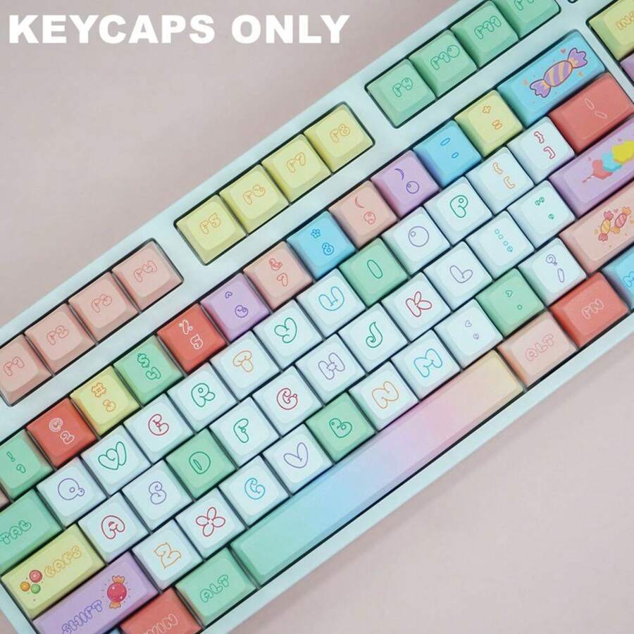 126 Keys XDA Profile Heights PBT Keycaps Candy Themes Dye-Sub Legends ...