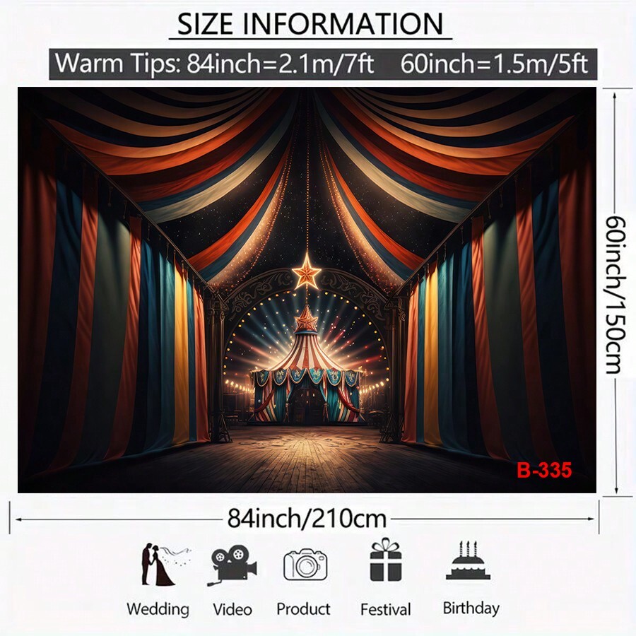 Circus Carnival Stage Backdrops Photography Shiny Cake Samsh Birthday ...