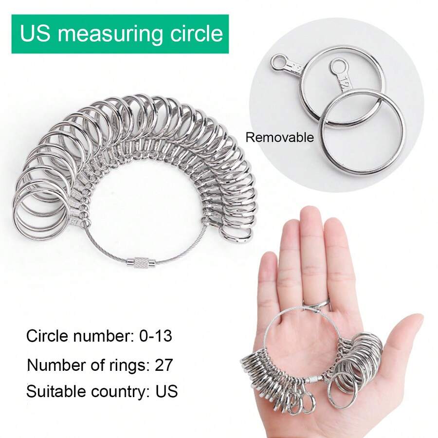 1 Set Of Ring Sizer Measuring Tool Including Mandrel & Finger Gauge For ...