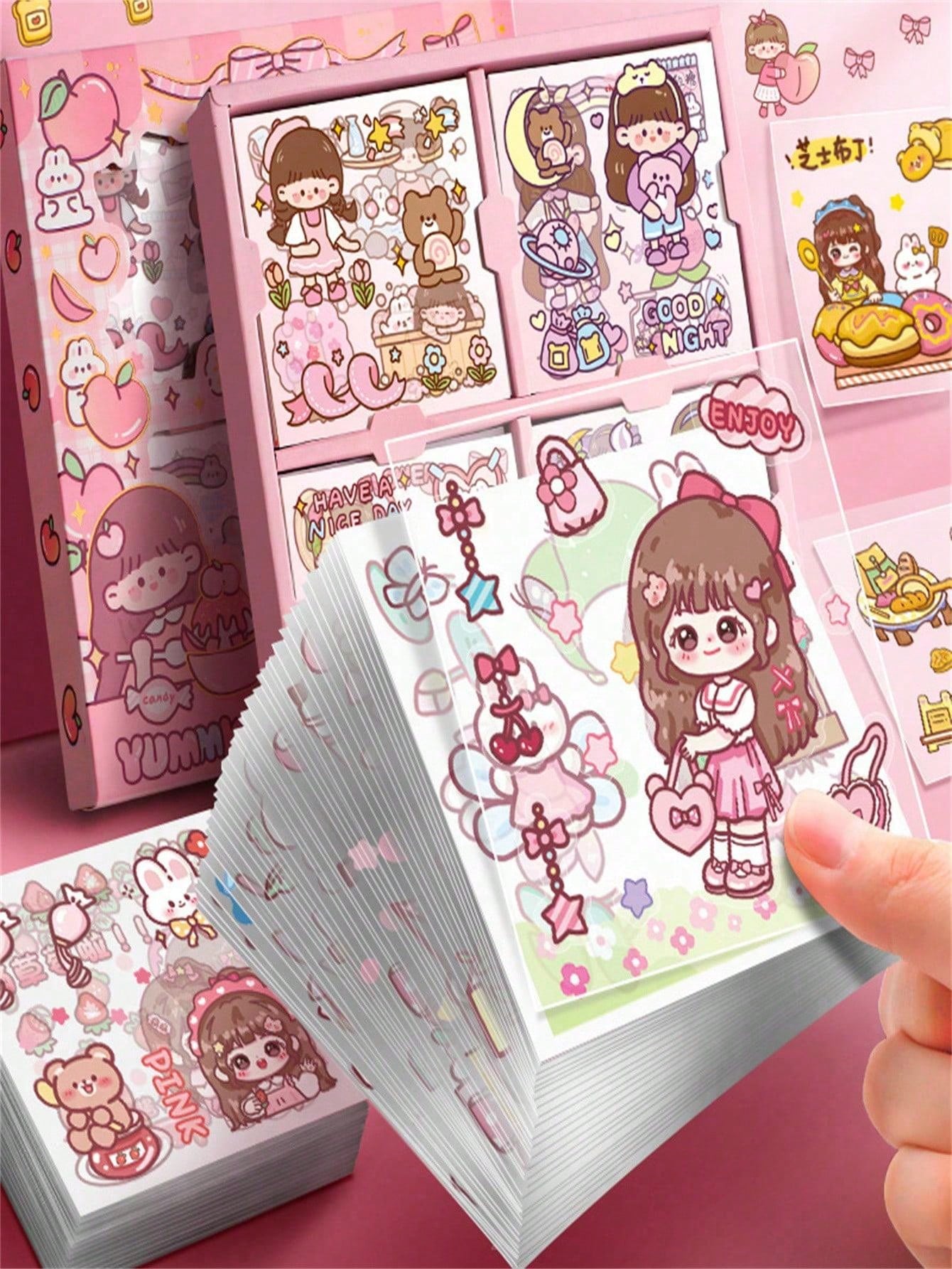 100 Non Repeating Sweet Party Girl And Pet Stickers Cartoon Cute Girl ...