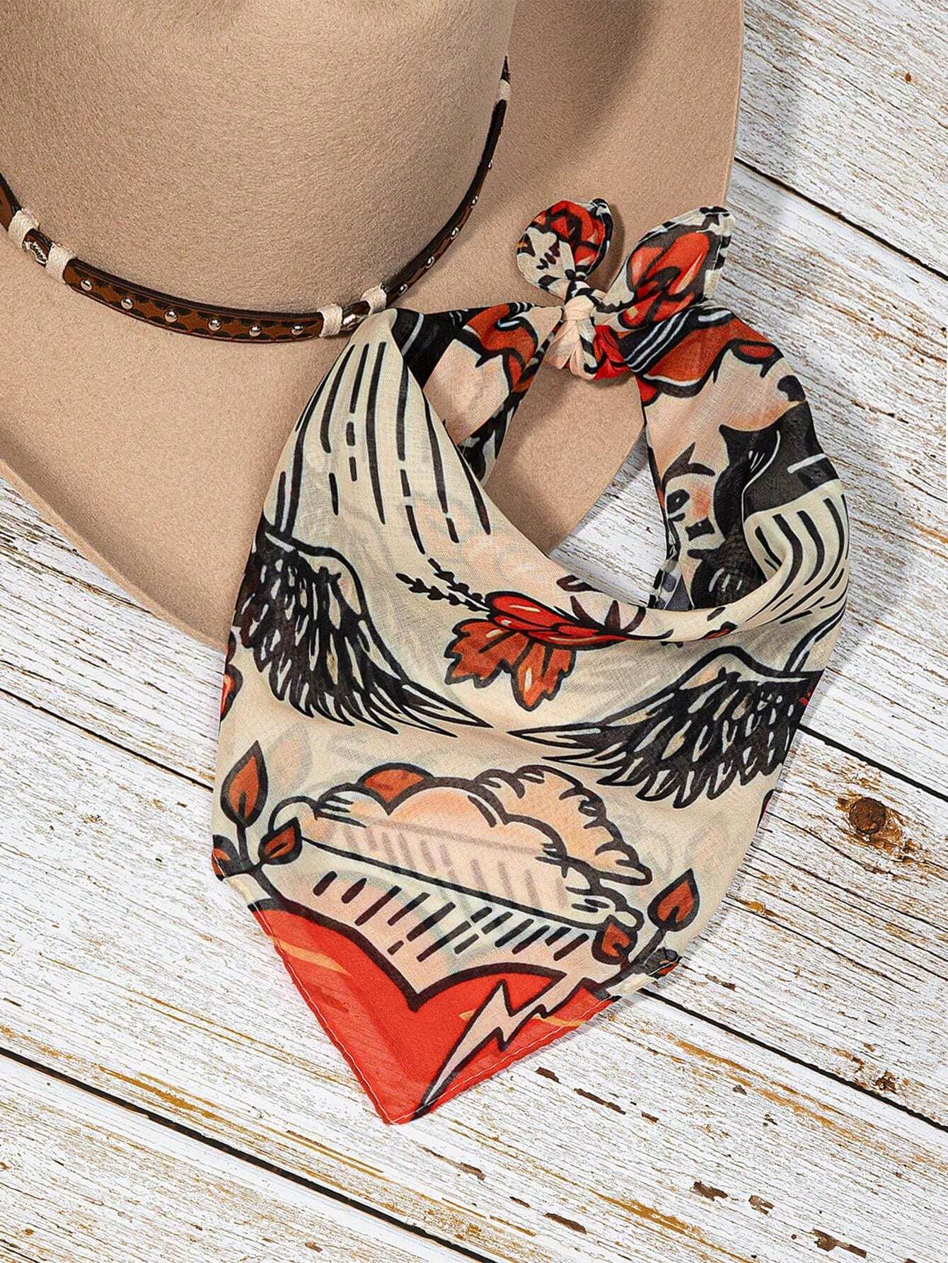 1PC Whiskey & Music Retro Western All-Over Print Bandana Pinup Guitar ...
