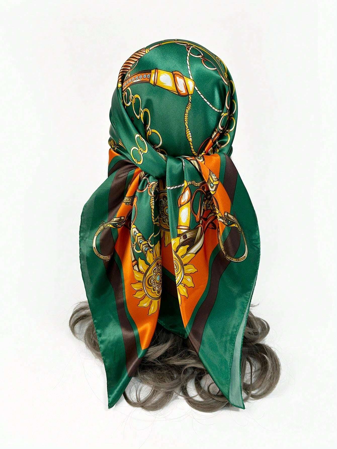 1pc Fashion Women's Chain Print Imitated Silk Scarf 90cm Square ...