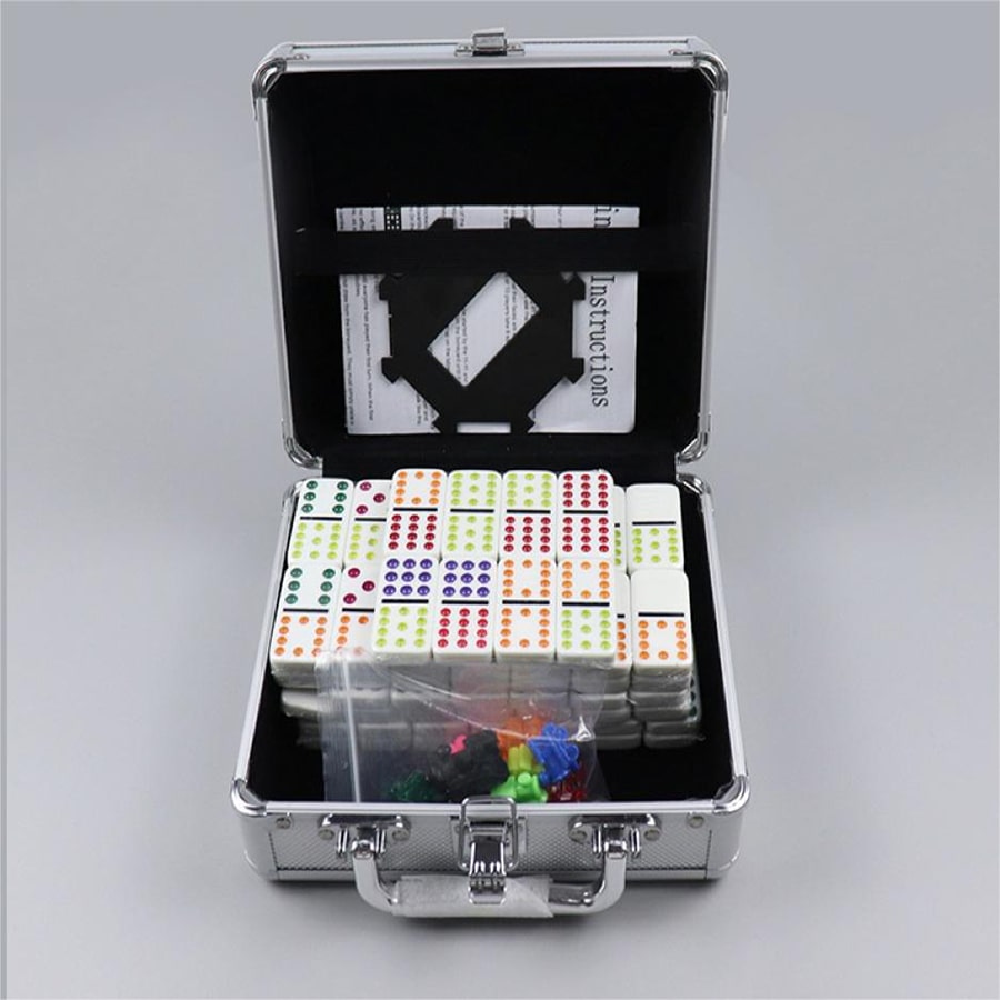 Double 12 Mexican Train Dominoes Set In Aluminum Case, Domino Game Set ...