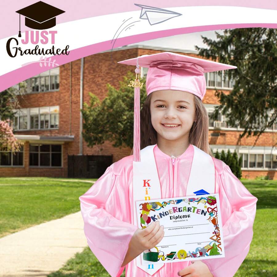 Kindergarten Graduation Gown Cap Tassel Set 2024 With Charms Graduation ...