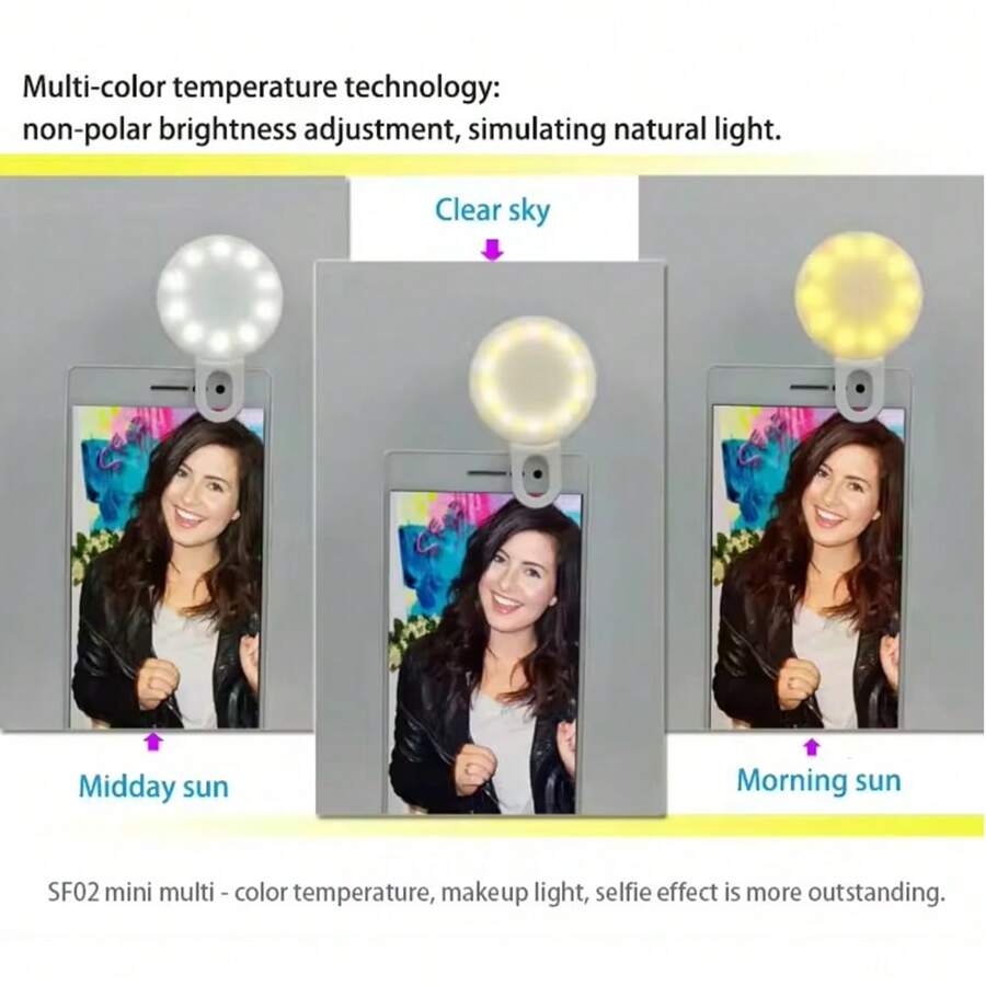 1pc Phone Selfie Fill Light, 3 Mode Mini Rechargeable Selfie Fill Light ...