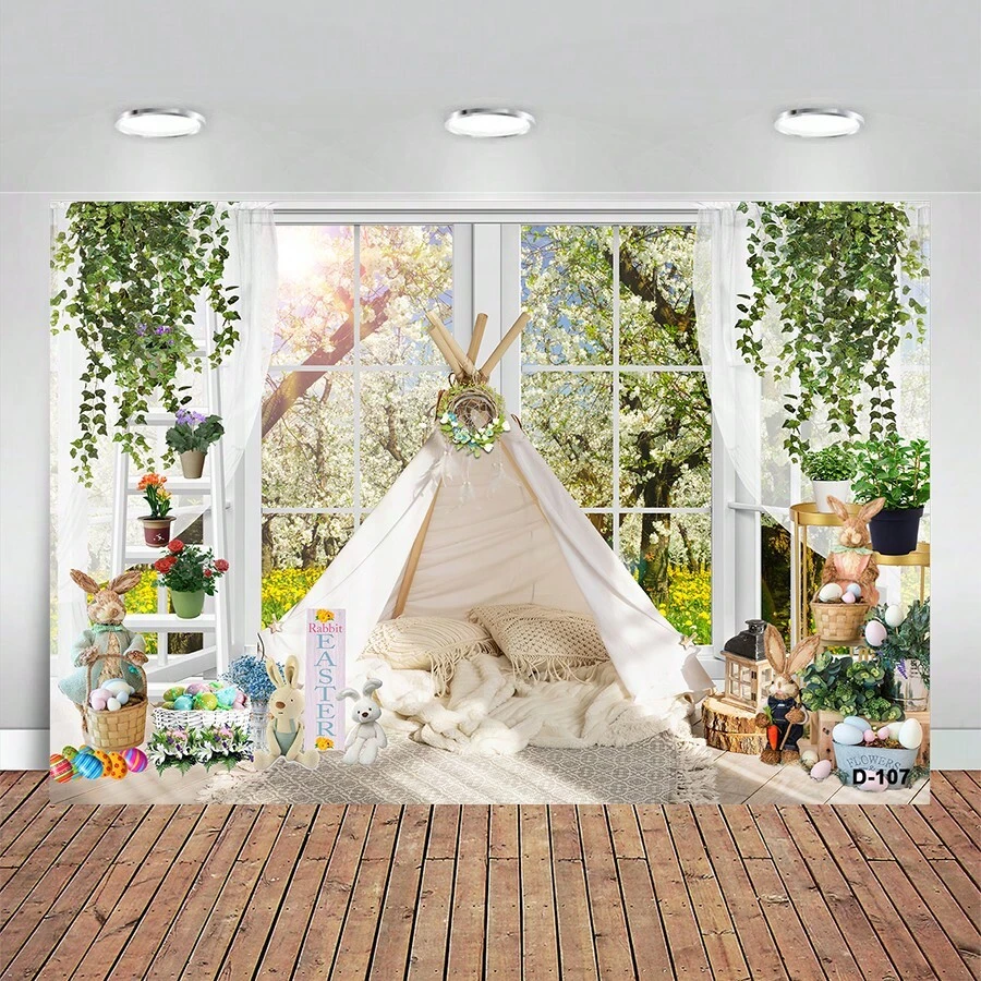 Spring Easter Backdrop Eggs Green Grass Flower Baby Shower Pet Cake ...