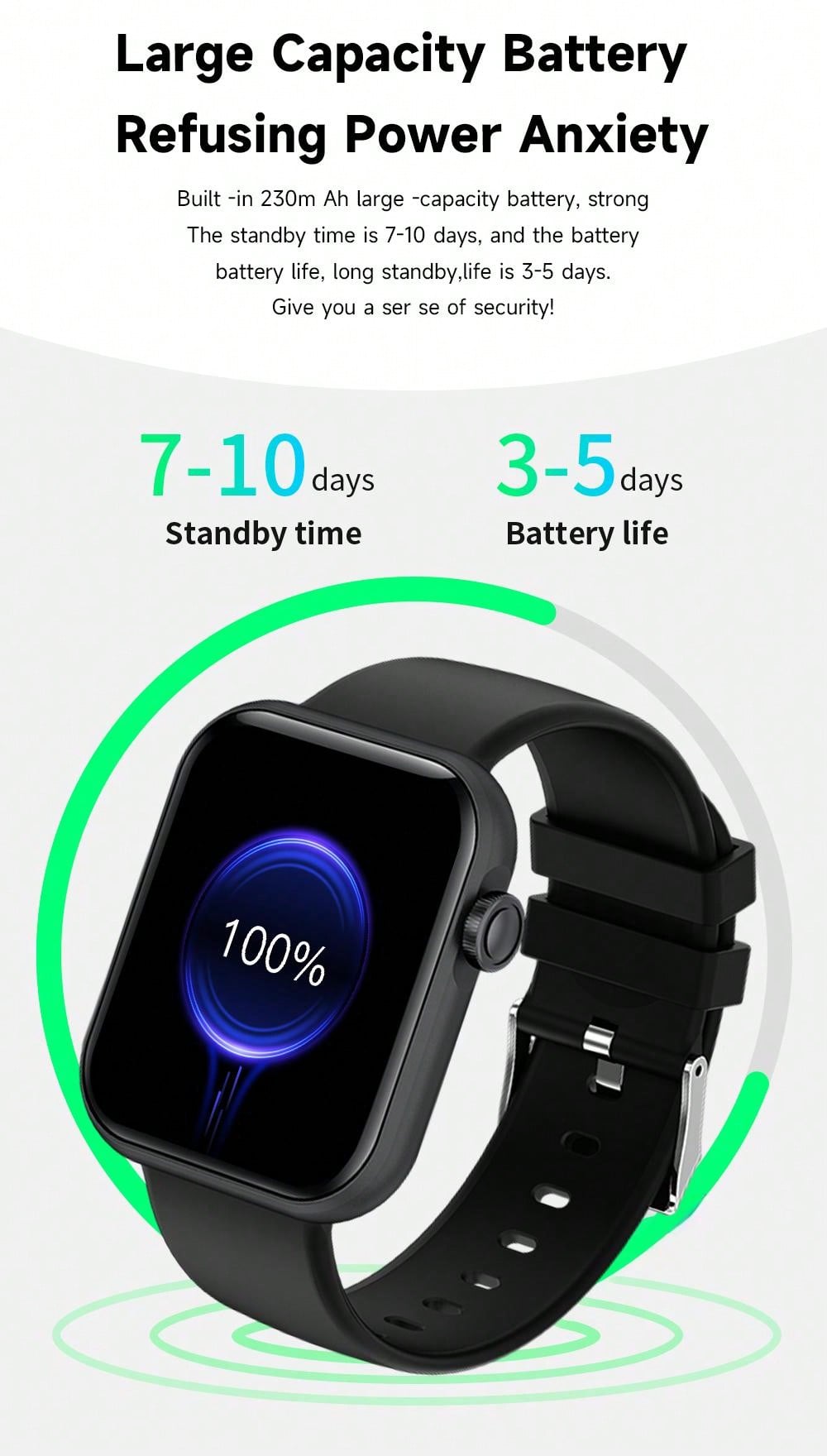 Simsonlab 1.83'' Full Touch Screen Smart Watch With Silicone Strap ...