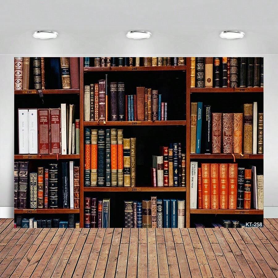 Old Vintage Bookshelf Books Portrait Room Study Photography Background ...