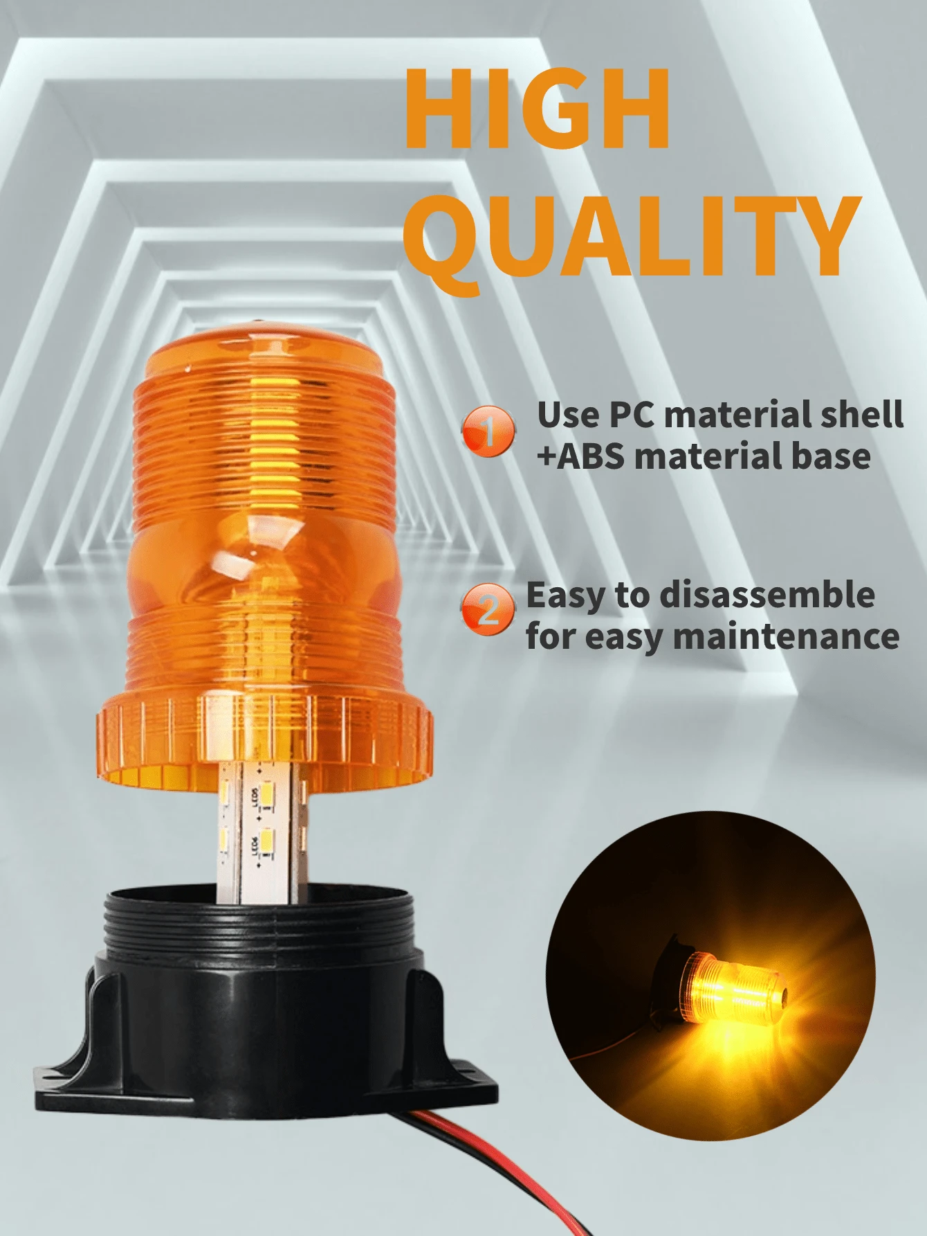 1pc 30 Led Amber Forklift Strobe Light Compatible With Lawn Mower, Atv ...