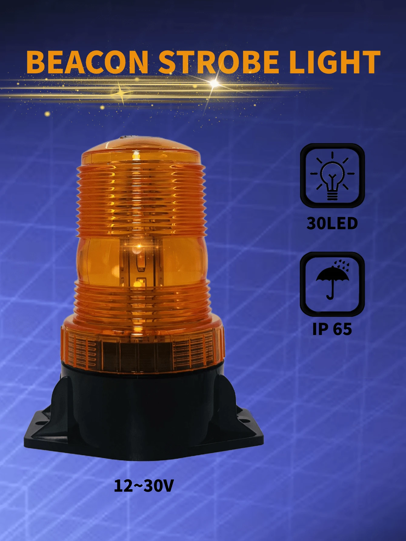 1pc 30 Led Amber Forklift Strobe Light Compatible With Lawn Mower, Atv ...