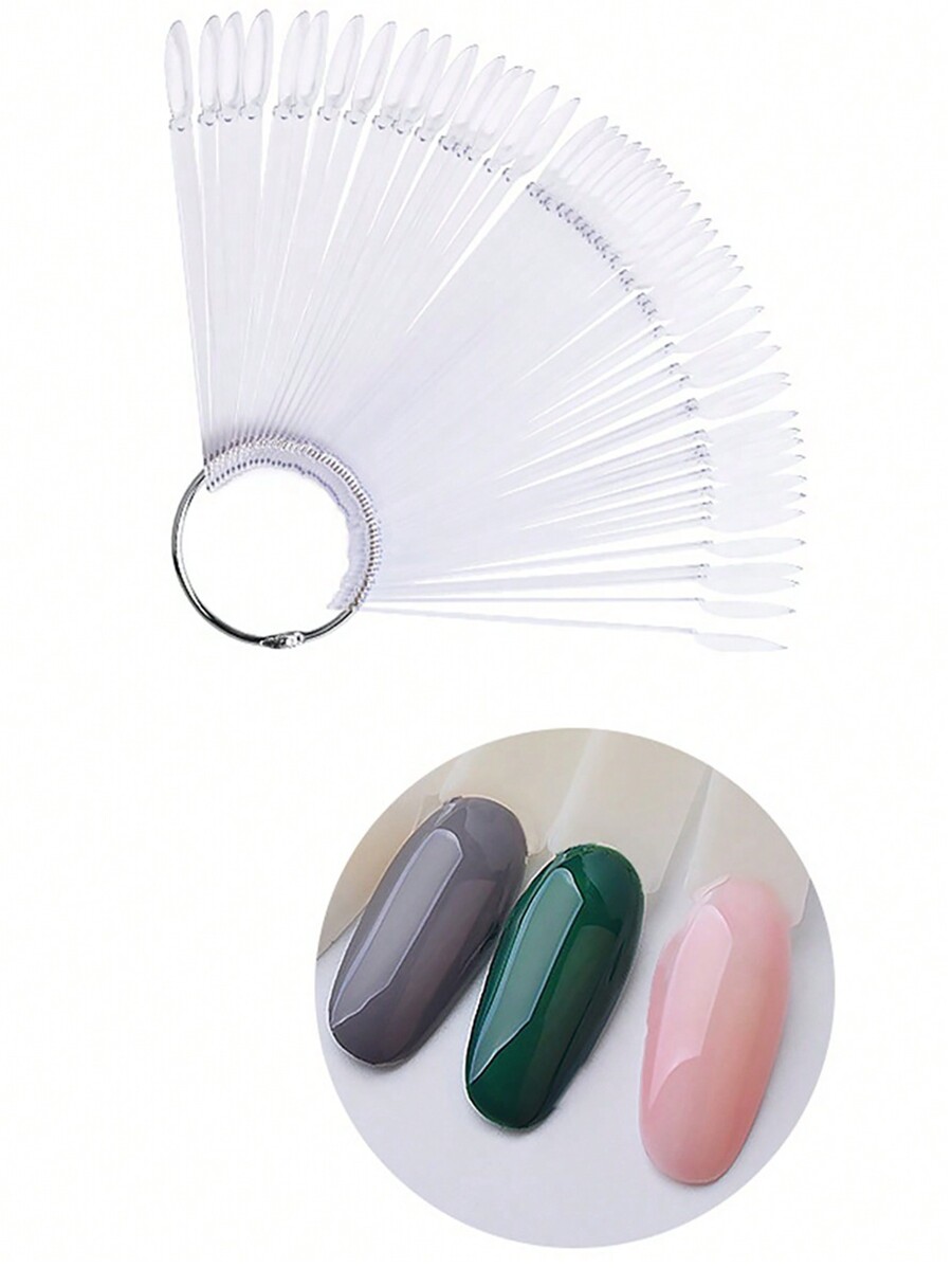 Classic Nail Art 50-Color Fan-Shaped Nail Polish Display Card Practice ...