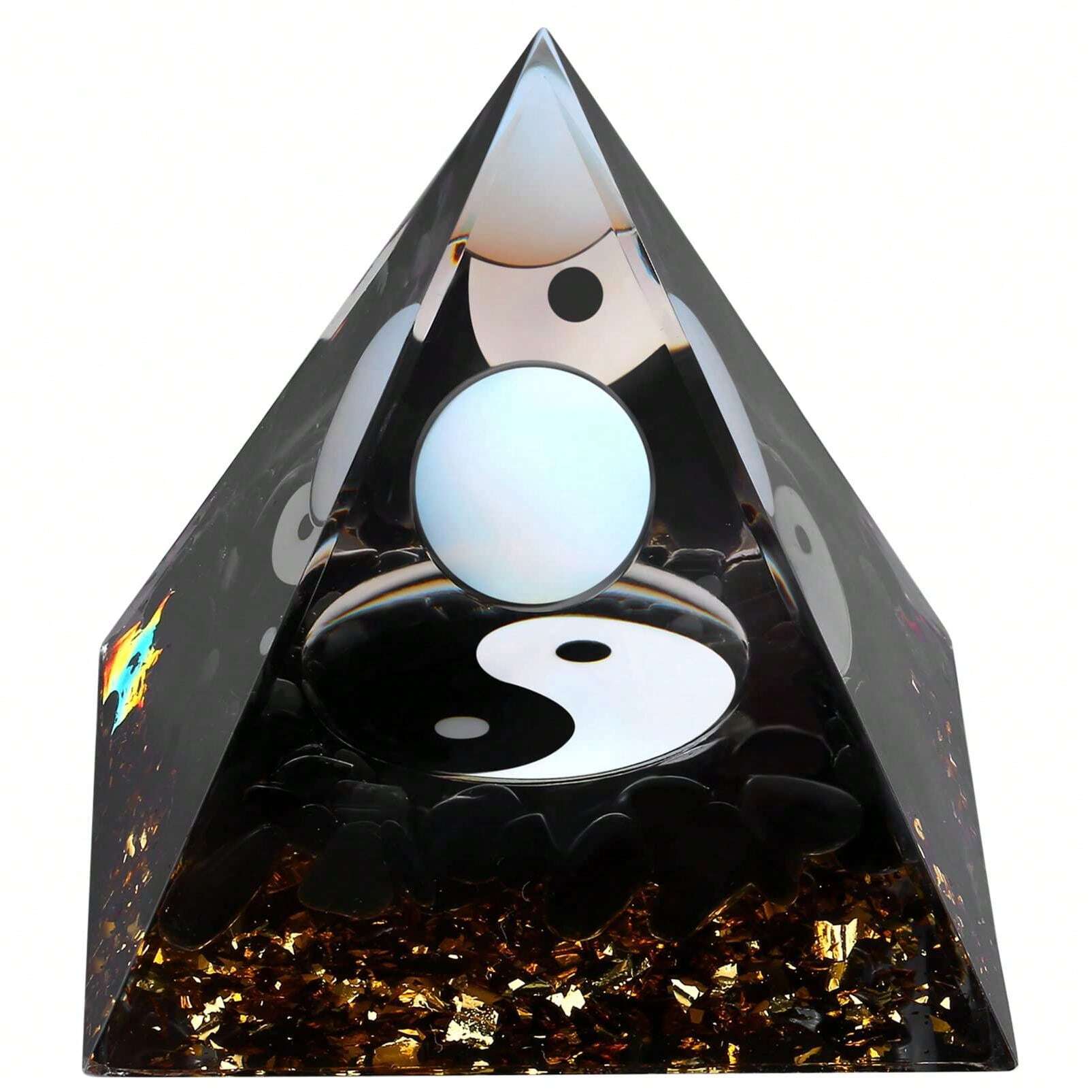 FENGSHUI-CAISHEN Yin Yang Healing Crystal Orgonite Pyramid - Tai Chi ...
