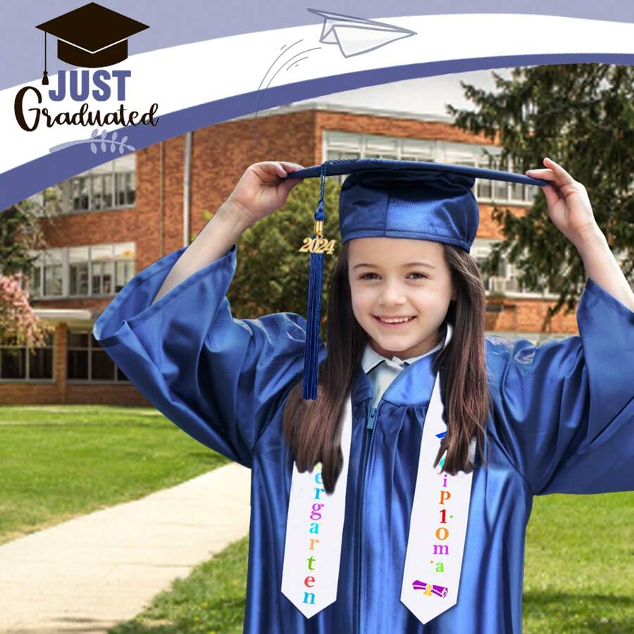 Kindergarten Graduation Gown Cap Tassel Set 2024 With Charms Graduation ...