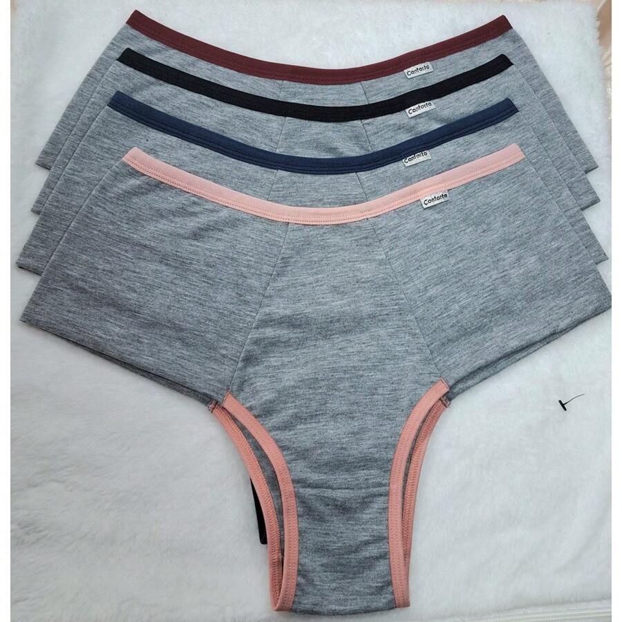 Kit 4 Calcinhas de Algodão Cós Alto Conforto Calcinha Algodao Pala ...