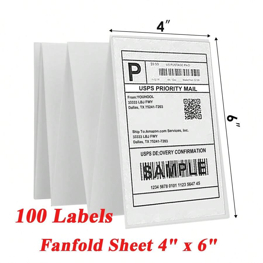 100 Sheets White Sticky Shipping Labels / Postage Parcel Labels ...
