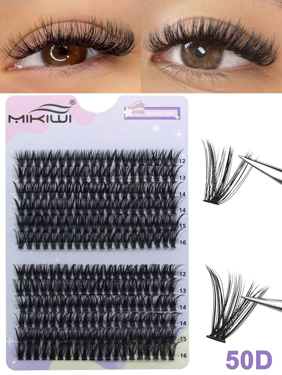 Mikiwi Lash Extension Kit D Curling Cluster Lashes 40D/50D60D/80D ...