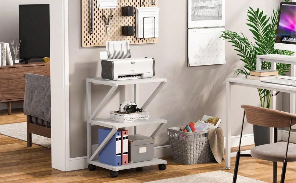 Tribesigns Printer Stand, 3-Tier Rolling Printer Cart Under Desk ...
