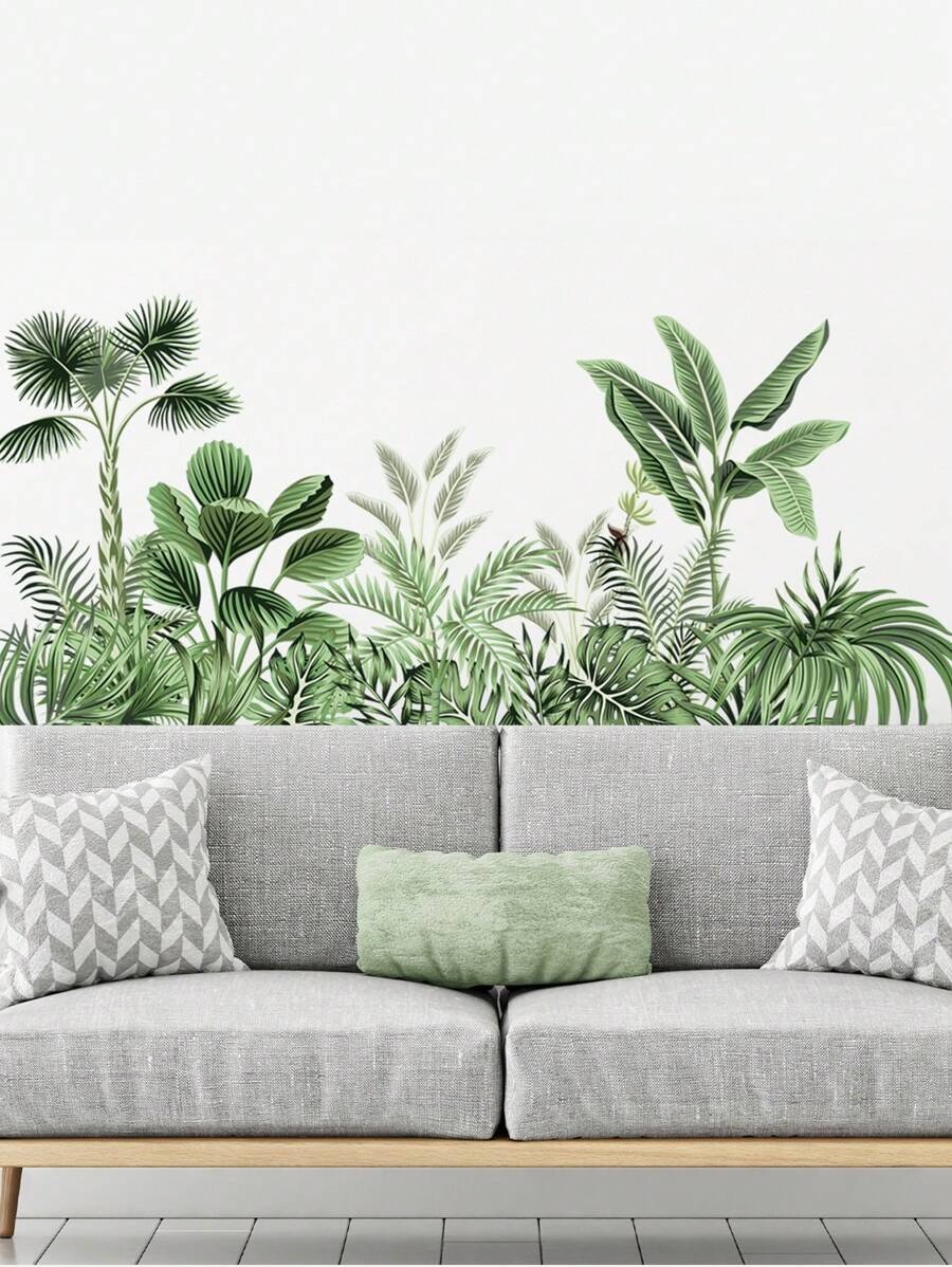 mama look 1pc Tropical Plants Greenery Wall Sticker, Self-Adhesive ...
